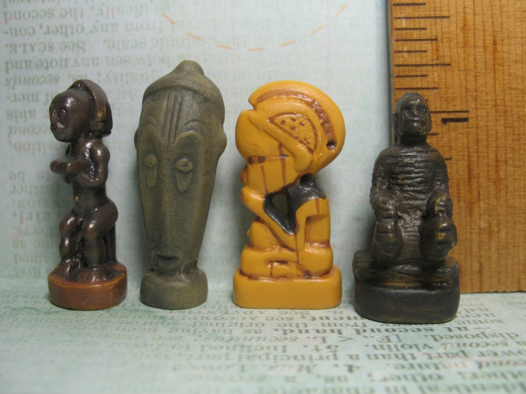 African Primitive TRIBAL ART Statues Tiny Miniature Bust Headrest Idol ...