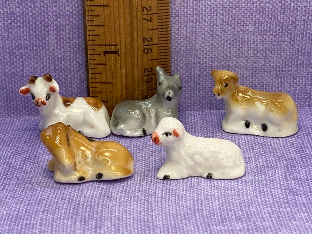 Barnyard VINTAGE Farm ANIMALS Goat Horse Cow Lamb Donkey Nativity ...