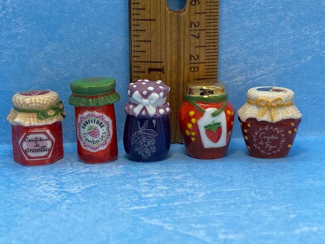 Tiny JAM & JELLY Pots Kiwi Orange Quince Prune Currant Food Jars Jams ...