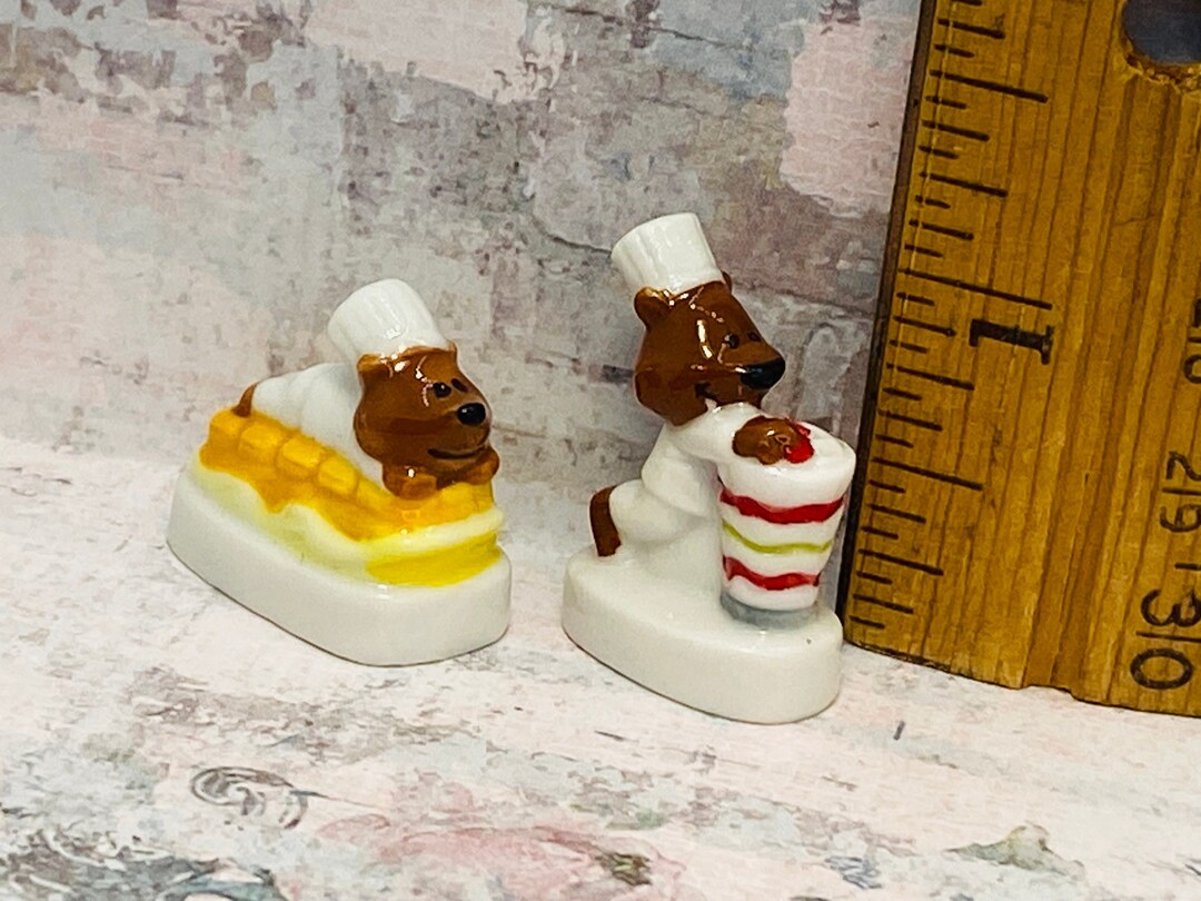 2 Tiny Teddy Bear CHEFS Baker Pastry Cook Chef Bakers Foodie Regional ...