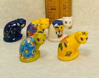 Pop Art CATS Cat Hand Painted Porcelain - French Feve Feves Dollhouse ...