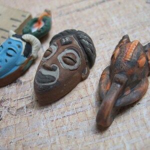 Tiny AFRICAN MASKS Tribal Ethnic Africa Primitive Art French Feve Feves ...