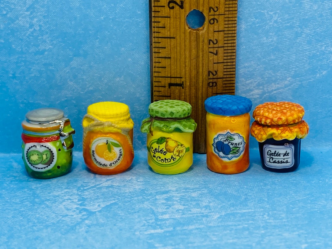 Tiny JAM & JELLY Pots Kiwi Orange Quince Prune Currant Food Jars Jams ...