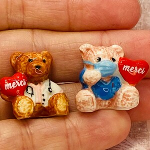 2 Tiny Teddy Bear NURSE & DOCTOR Thank You Merci Bears Figures French ...