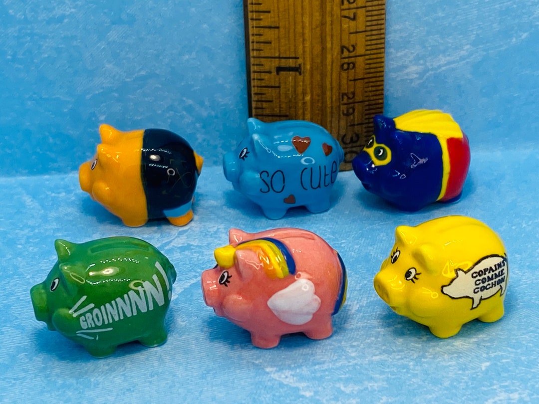 PIGGY BANK Pig Coin Banks Toy Nursery Decor Porcelain French Feve Feves ...