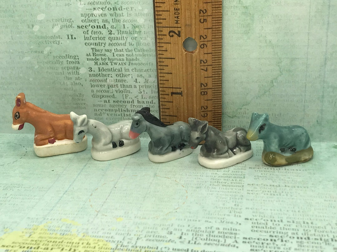 DONKEY Vintage Animal Nativity Figures Santons Miniature Creche Donkeys ...