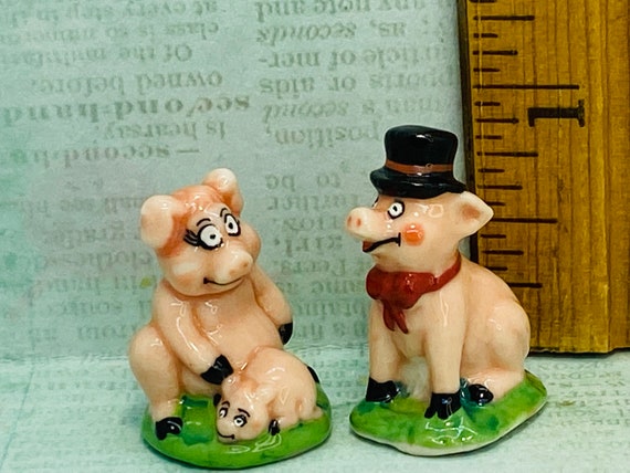 Pig Family Piggy Hand Painted Porcelain French Feve Feves - Etsy