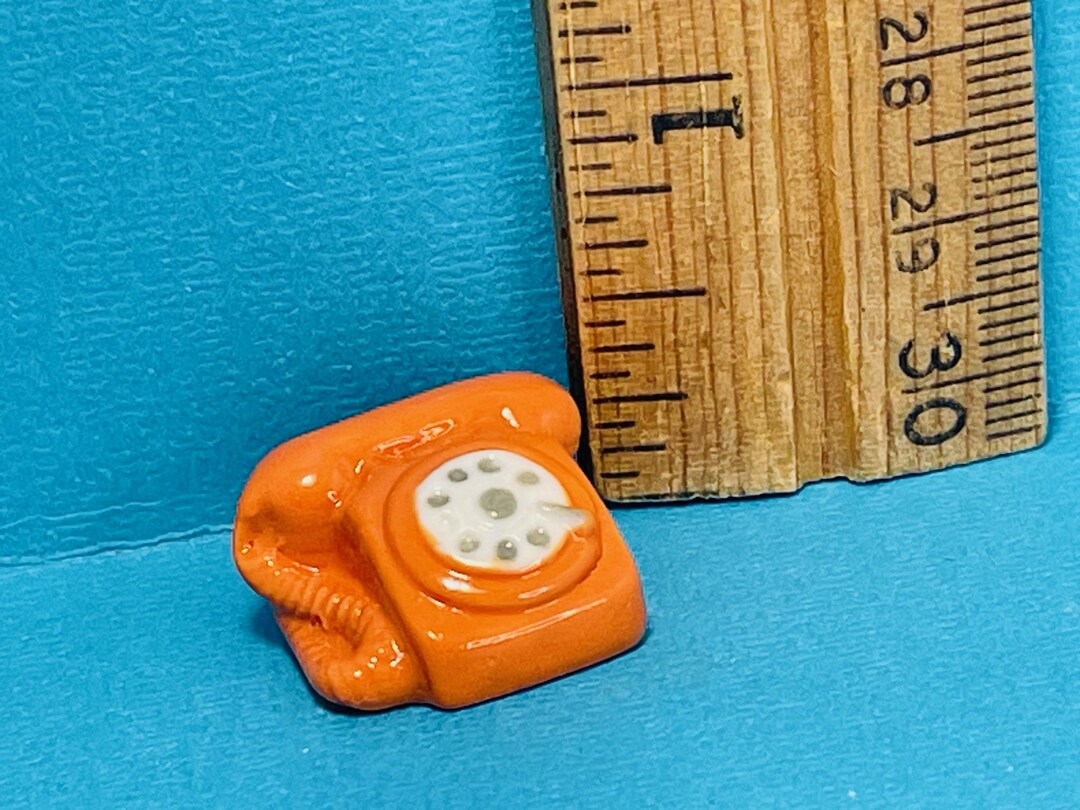 Tiny Retro Rotary Dial Phone Orange Telephone Vintage Antique Hometiny ...