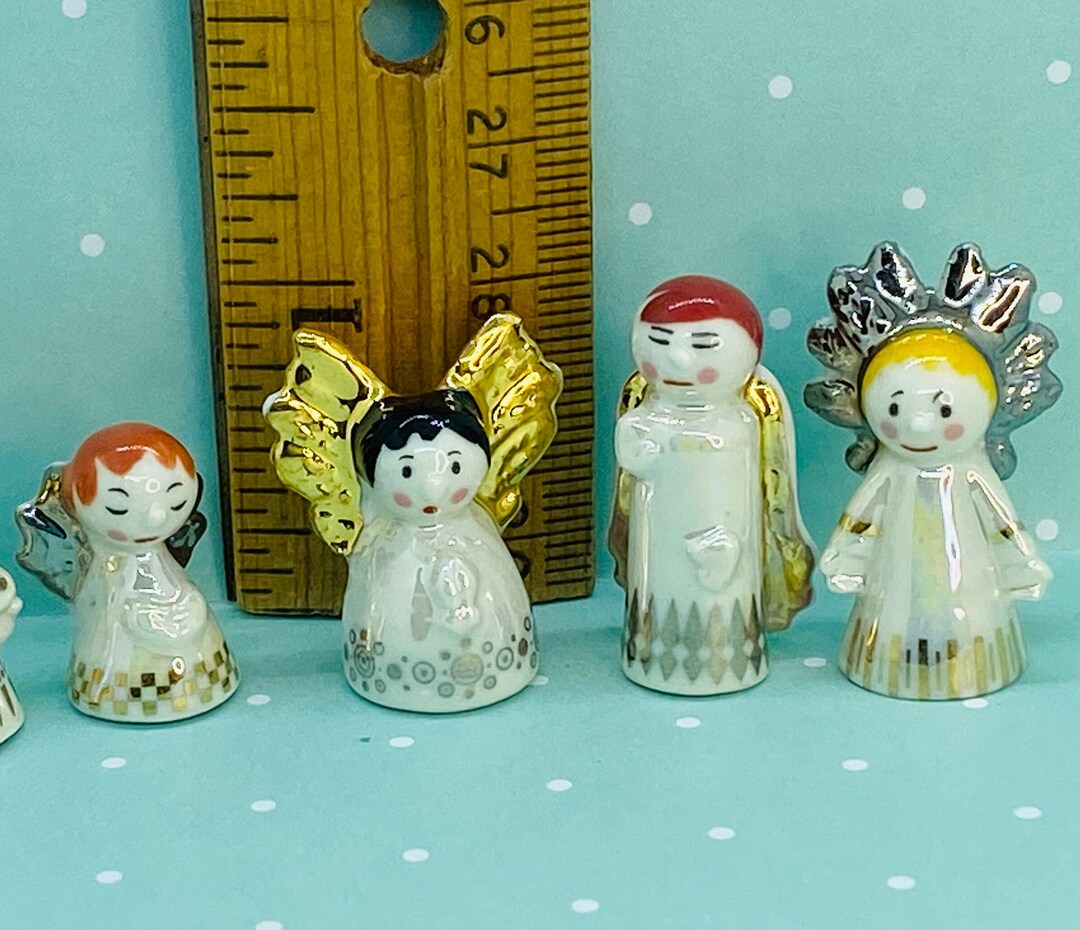 Tiny Iridescent ANGELS Cherub Putti Angel Gold & Silver Detail - Feve ...