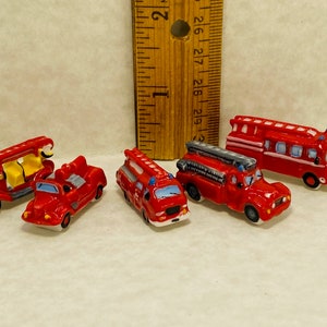 Tiny FIRE TRUCKS Pumper Ladder Engine Tanker Hose Cars Vintage Style ...
