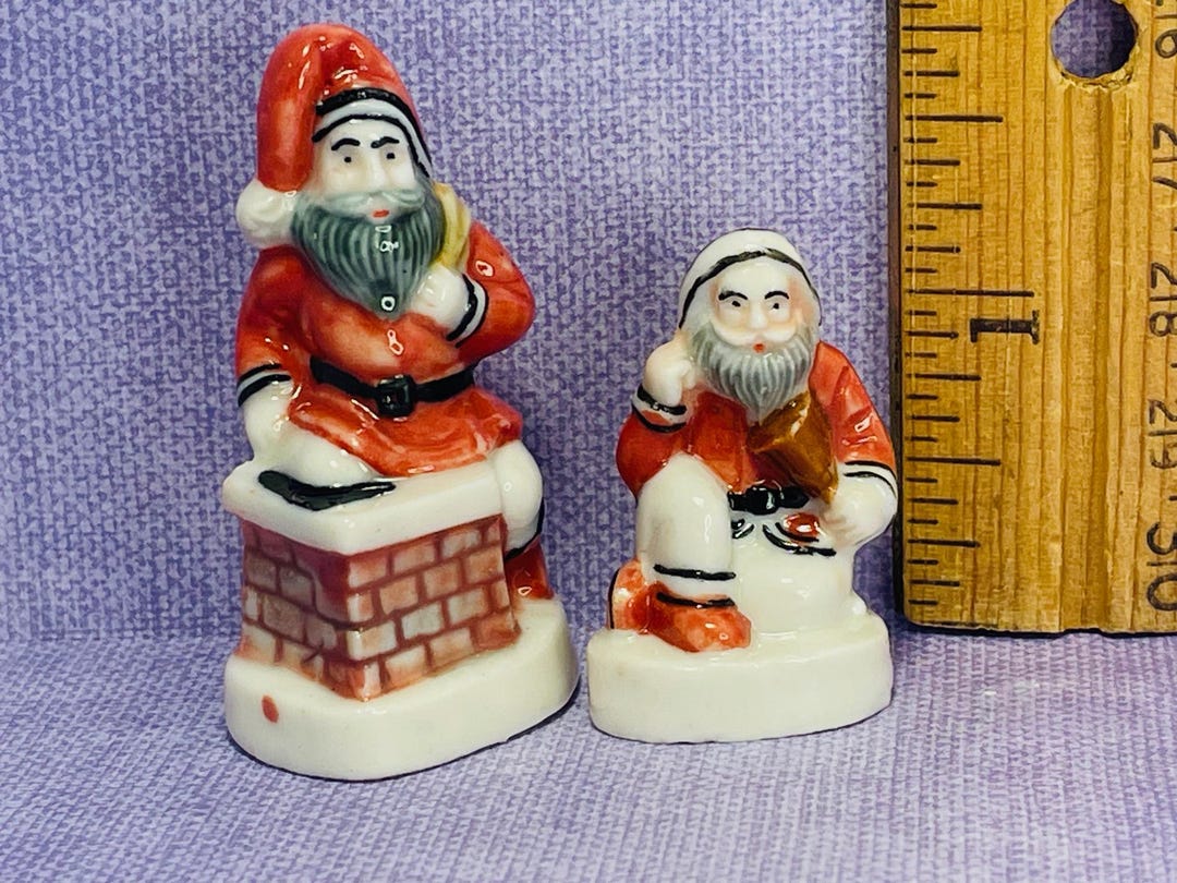 2 Vintage CHRISTMAS SANTAS Santa Claus Father Pere Noel French Feve ...