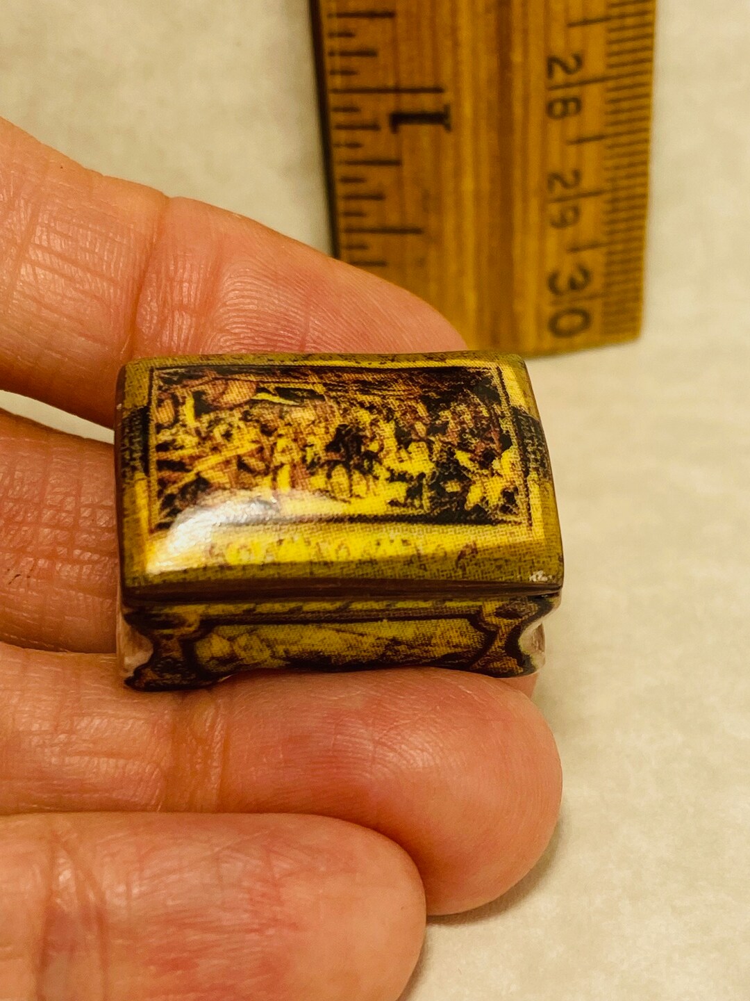 Tiny TRINKET BOX Mini Vintage Jewelry Box 1 Pc Solid French Feve Feves ...