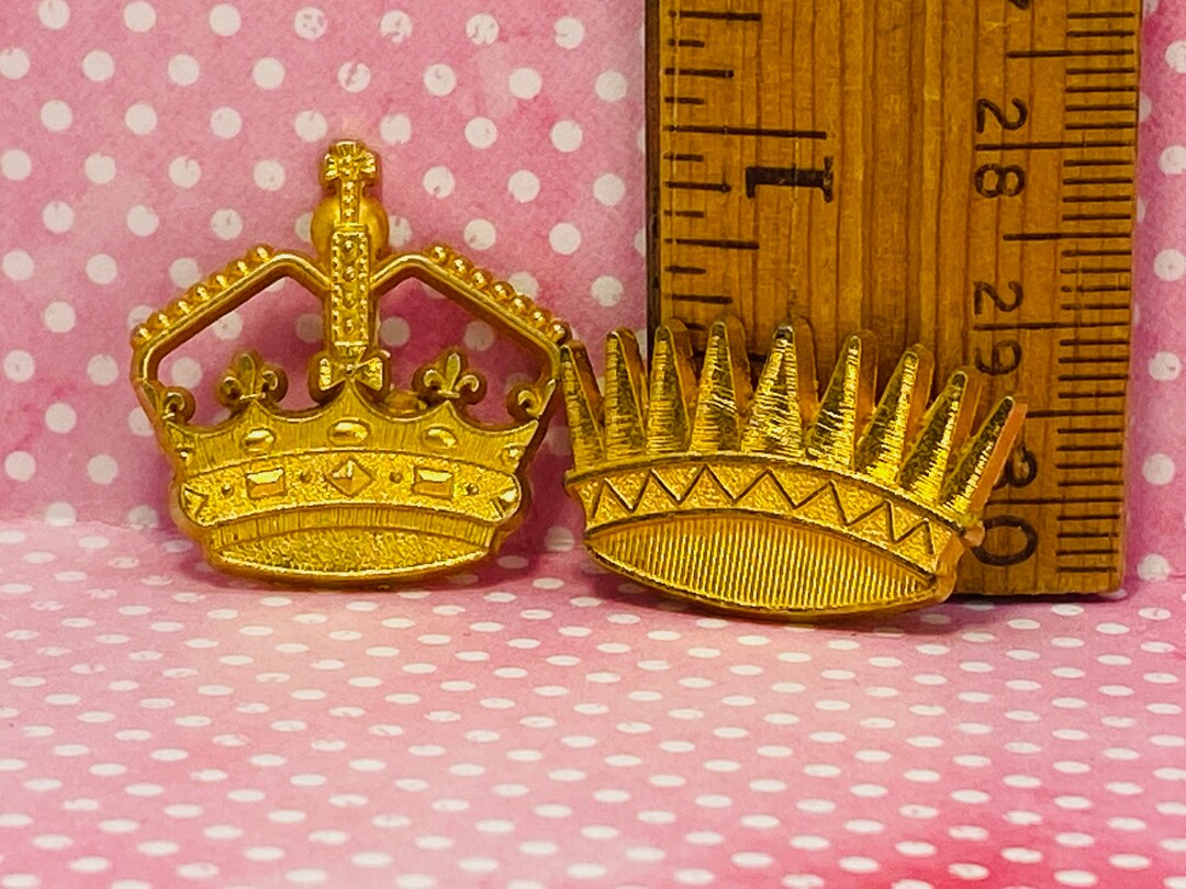 2 Tiny Gold Metal King's Crowns Royalty Prince Queen Mardi Gras ...