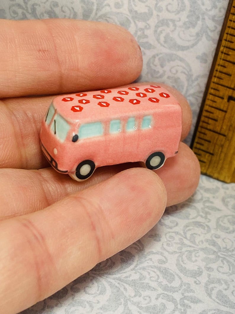 Retro CAMPER VANS Mini Van Motor Bus CARS Car French Feve Feves Tiny ...