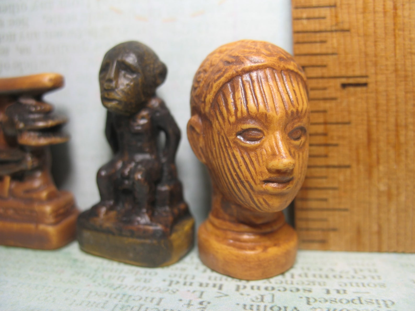 African Primitive TRIBAL ART Statues Tiny Miniature Bust Headrest Idol ...