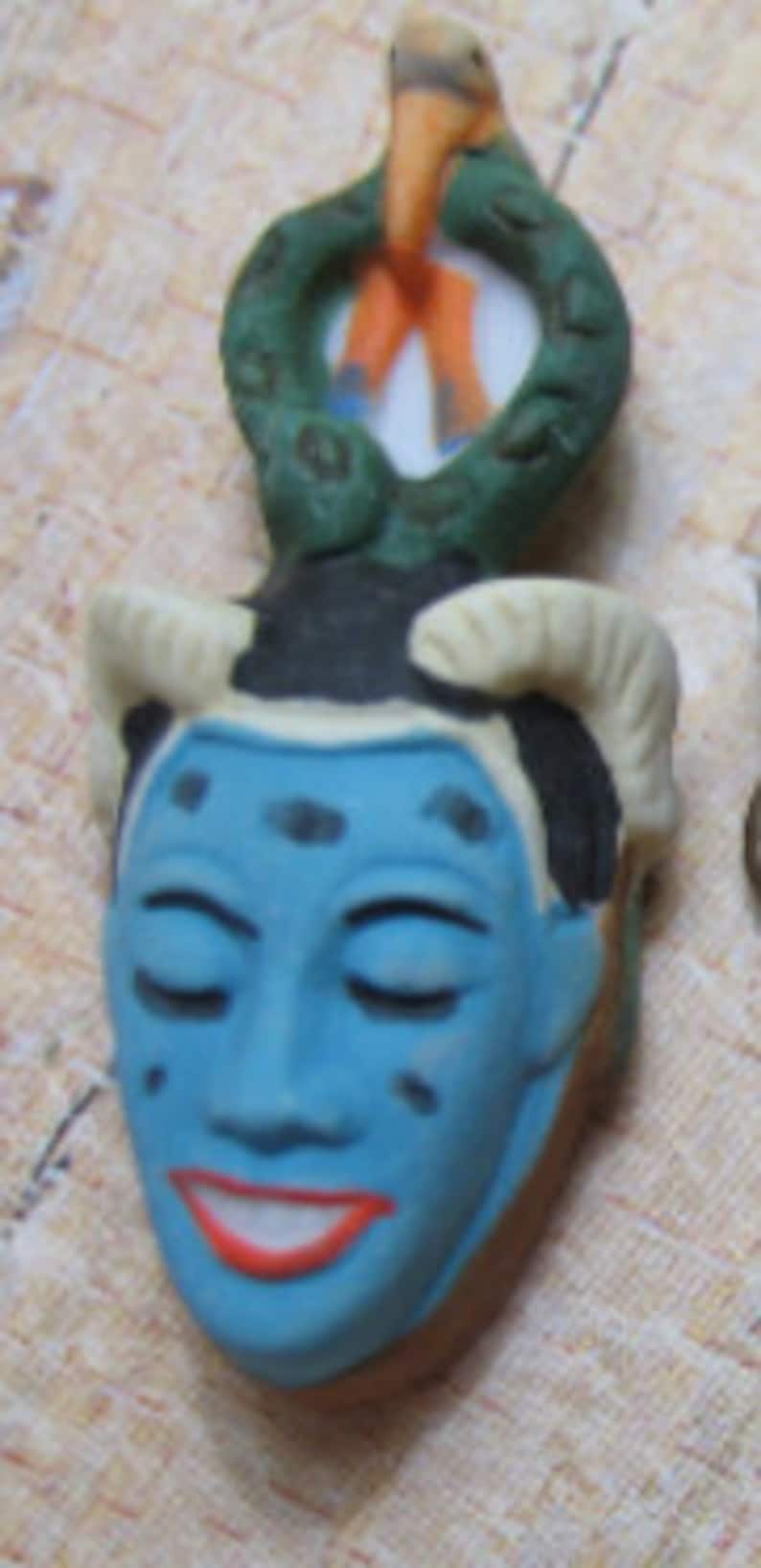 Tiny AFRICAN MASKS Tribal Ethnic Africa Primitive Art French Feve Feves ...