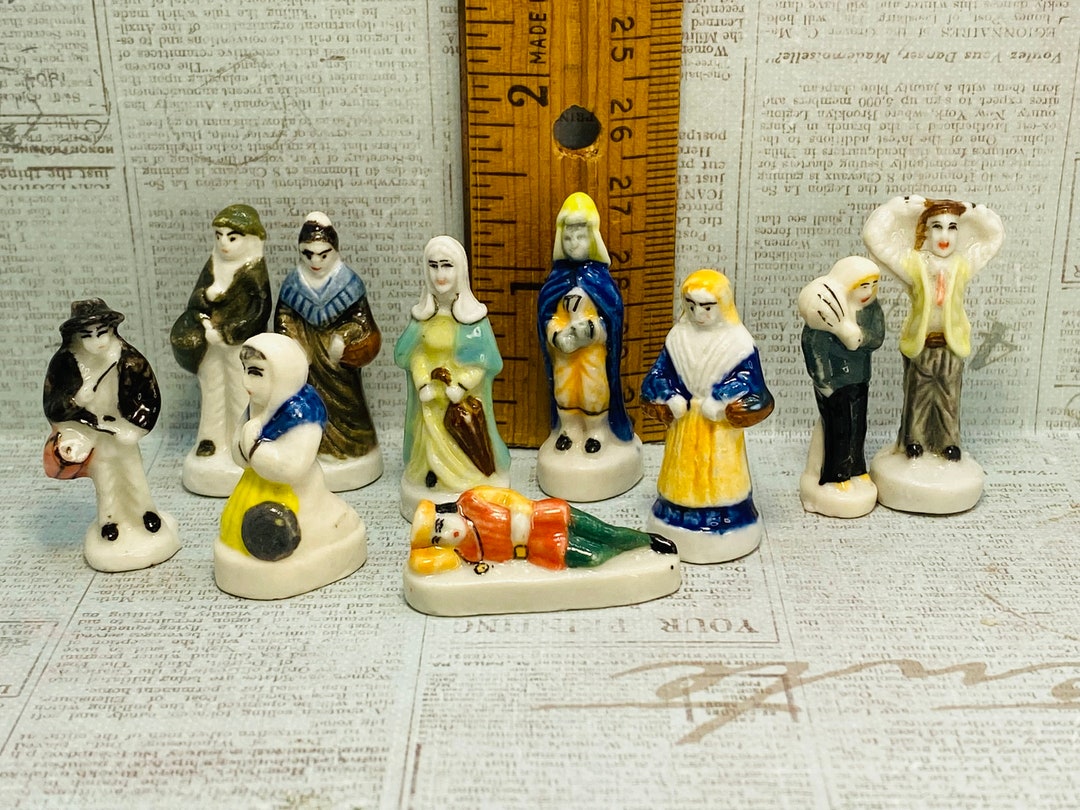 Villagers or Townspeople Nativity Figures Vintage Set of 10 Farmer ...
