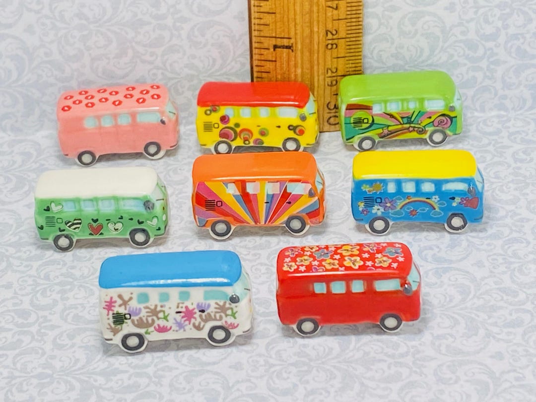 Retro CAMPER VANS Mini Van Motor Bus CARS Car French Feve Feves Tiny ...