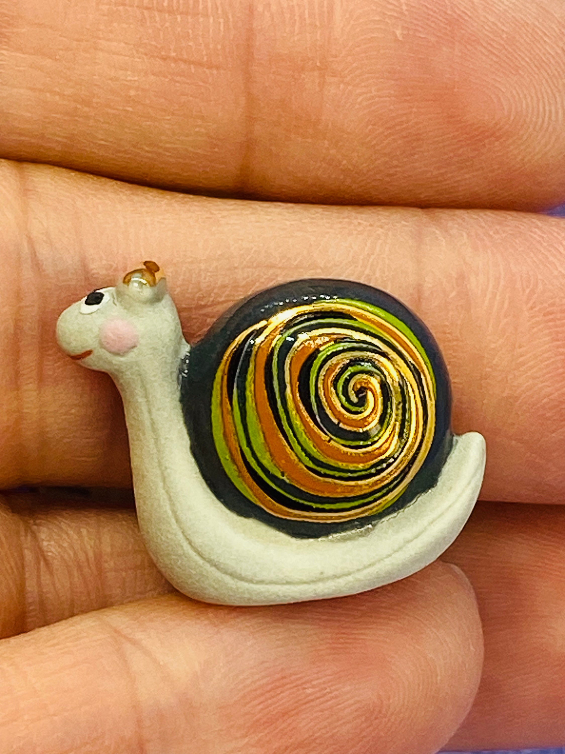 SNAILS Decorated Shells Snail Figures Escargot Sculptures - French Feve ...