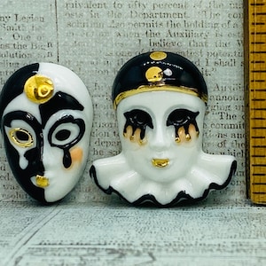 Gorgeous PIERROT MASKS Carnival Commedia Clown Pantomime Mask Mardi ...