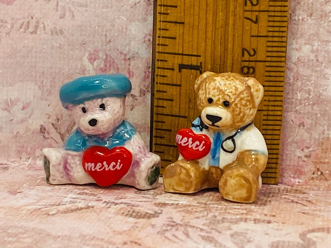 2 Tiny Teddy Bear NURSE & DOCTOR Thank You Merci Bears Figures - Etsy