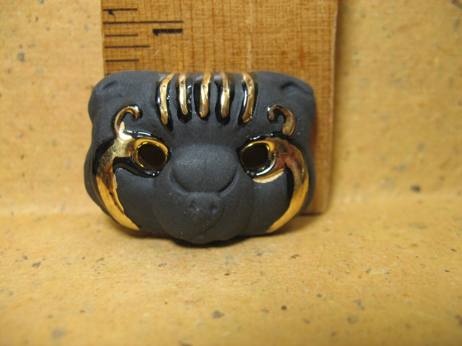 Black & Gold Panda BEAR MASK Tiny Venetian Style Mask French - Etsy