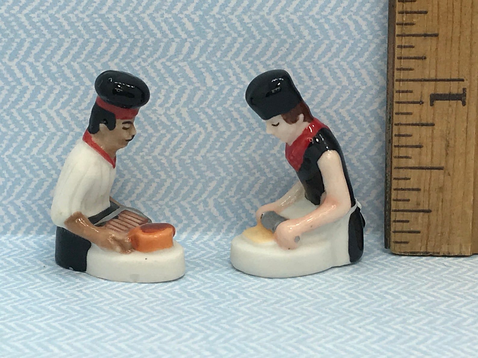 2 Tiny BAKERS Pastry Chef Cook Man Figures Miniature Chefs Baker Cooks ...