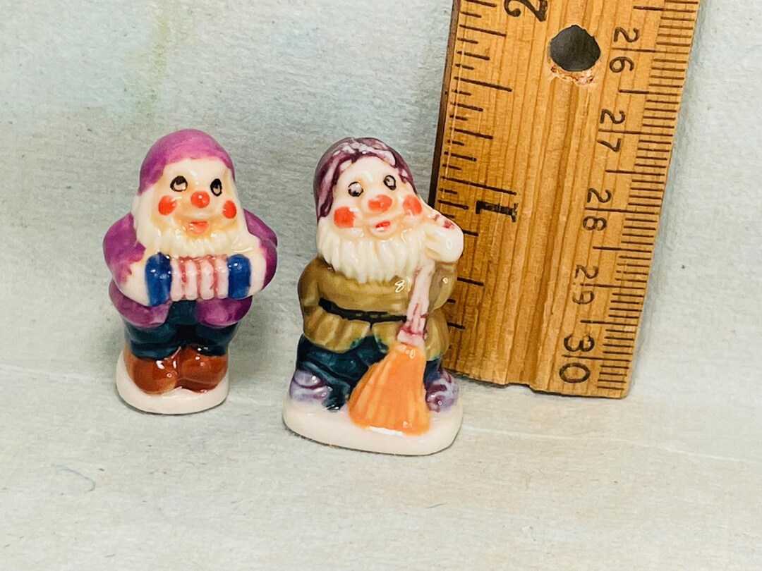 2 Vintage GNOMES Dwarves *BLEMISHED* French Feve Feves Porcelain ...
