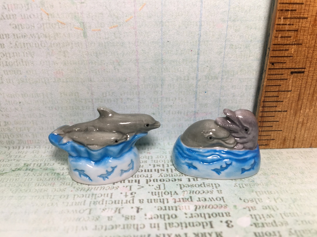 French Feves PLAYFUL DOLPHINS Mother & Baby Pair Snuggling Couple ...