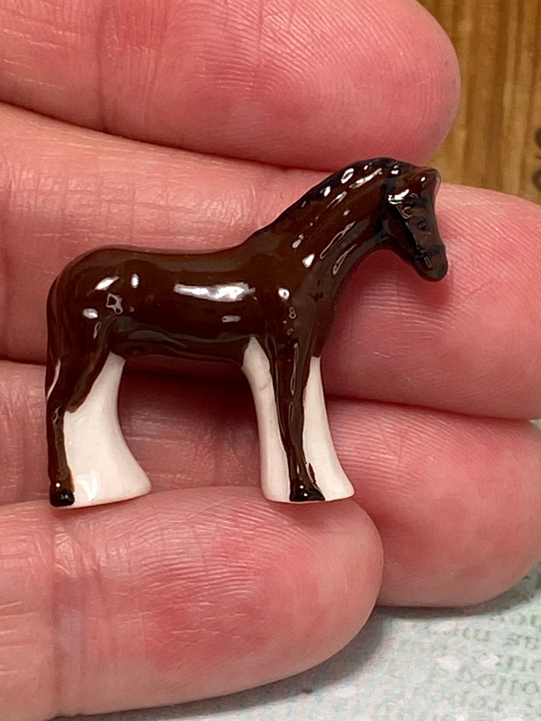 Tiny HORSE Pony Mare Stallion French Feves Feve Hand Painted Porcelain ...