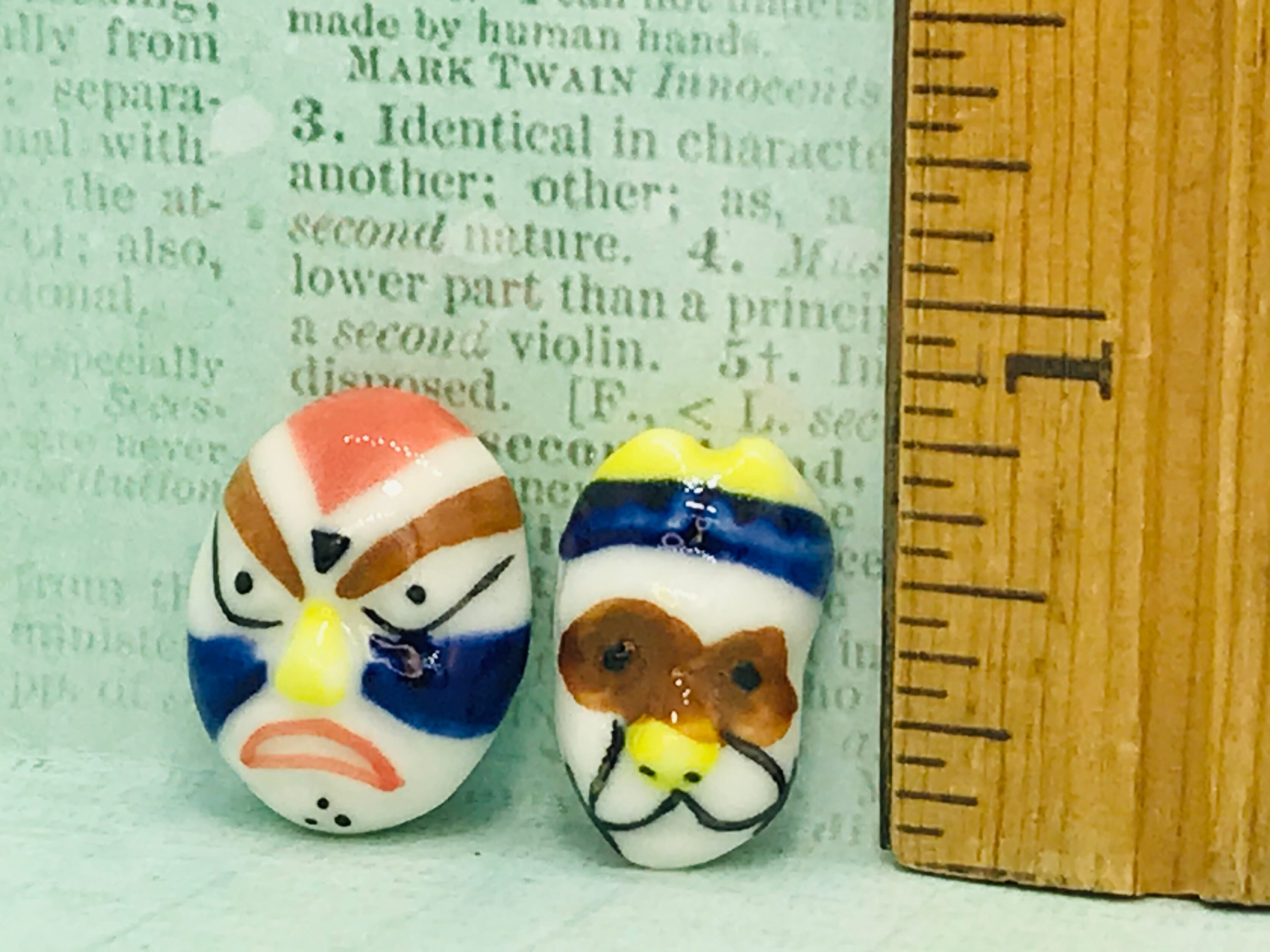 Vintage Japanese KABUKI Dance Theatre Chinese Opera Masks Tiny Mask ...