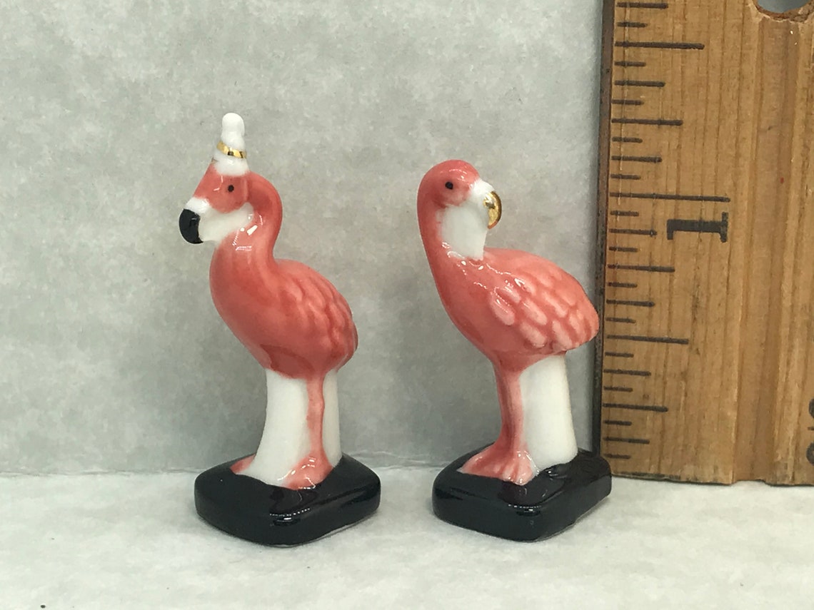 PINK FLAMINGO Pairs Couples Bird Birds Gold White Rose Flamingos ...