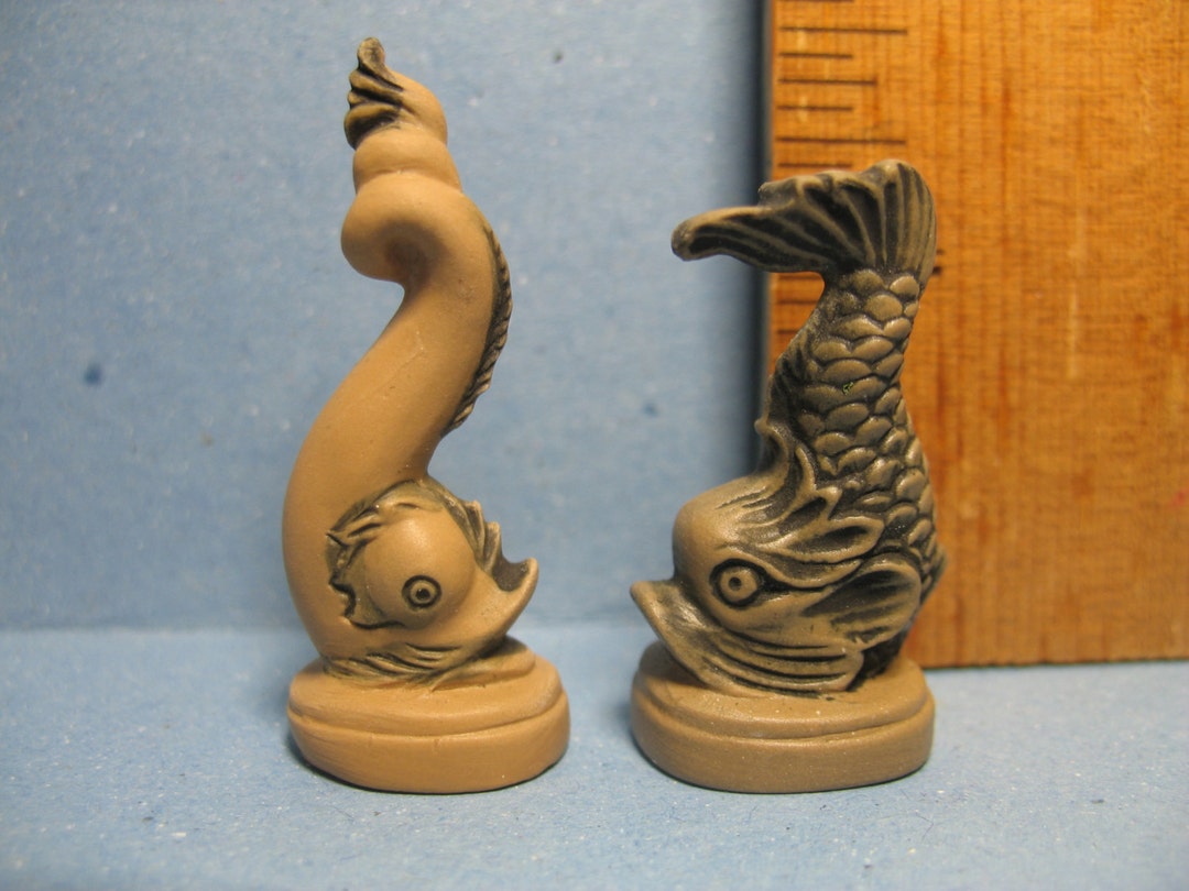 Carved DOLPHINS Antique Style Statues Serpent Dragon Fountain Gutter ...