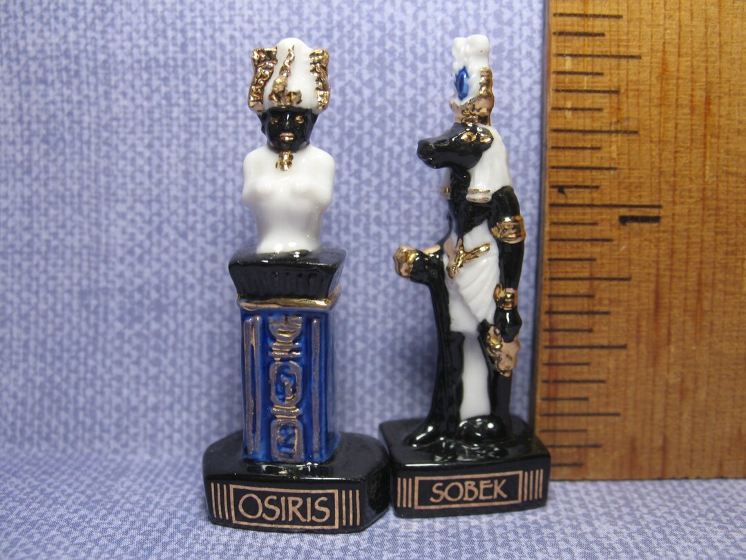 EGYPTIAN Mythology Egypt Gods OSIRIS & SOBEK Painted Porcelain With ...