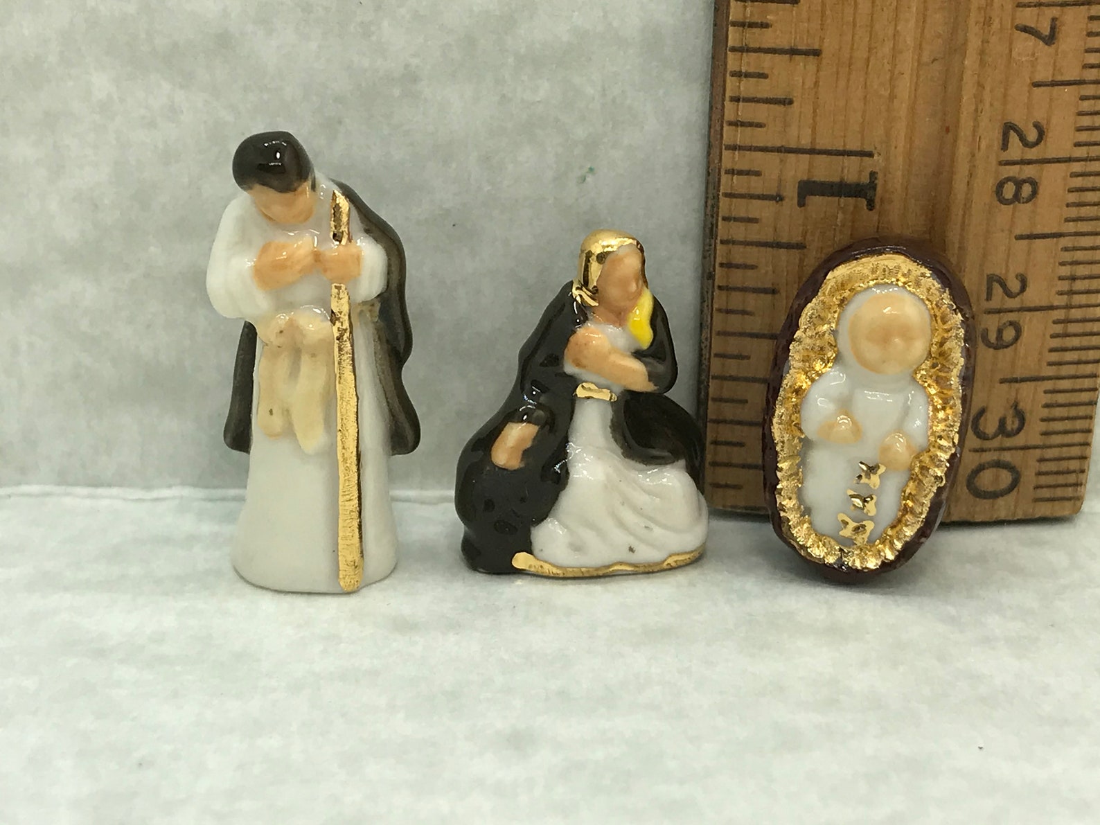 Elegant NATIVITY Set Gold & White Santons 12 Pcs Creche Manger French ...