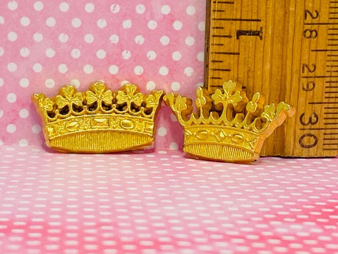 2 Tiny Gold Metal King's Crowns Royalty Prince Queen Mardi Gras ...
