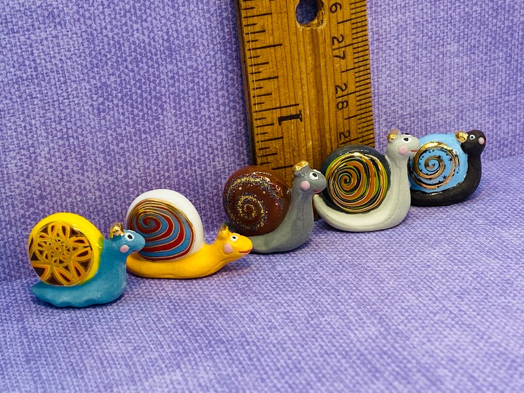 SNAILS Decorated Shells Snail Figures Escargot Sculptures - French Feve ...