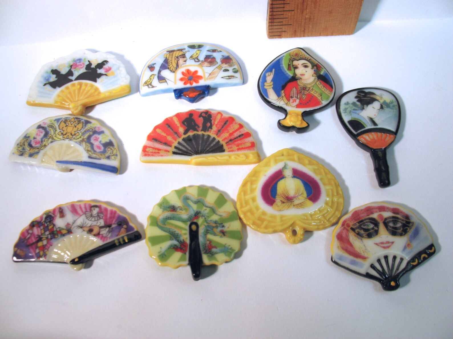 Ladies Hand Fans - Venetian Italian Masquerade Fan - French Feve Feves ...