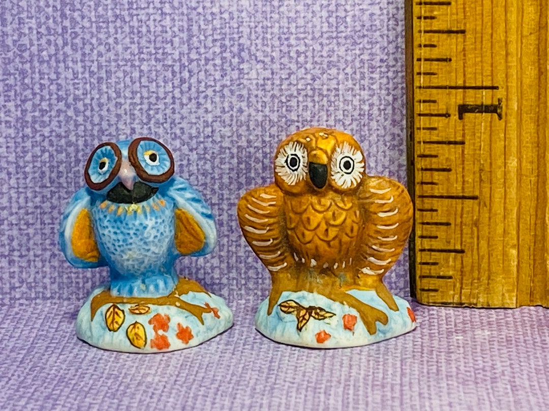 Gorgeous Friendly OWLS French Feves Feve Porcelain Figurine Dollhouse ...
