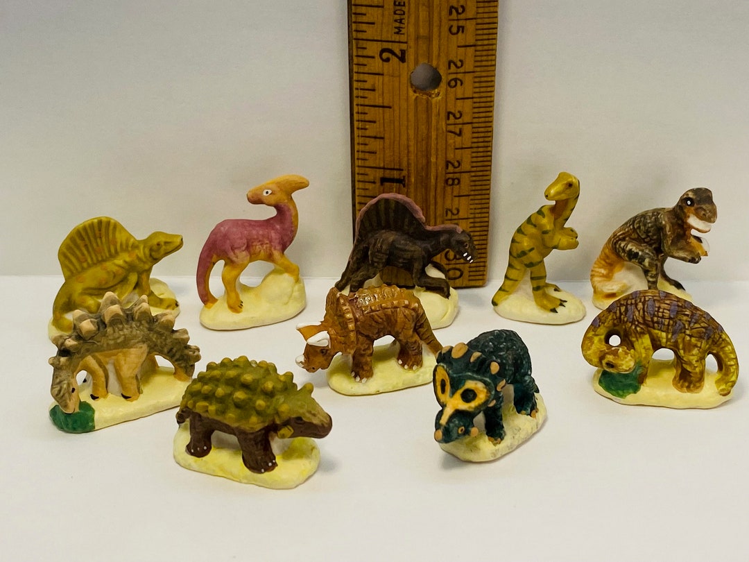 Tiny DINOSAUR Set of 10 T-rex Stegosaurus Iguanodon Brontosaurus ...