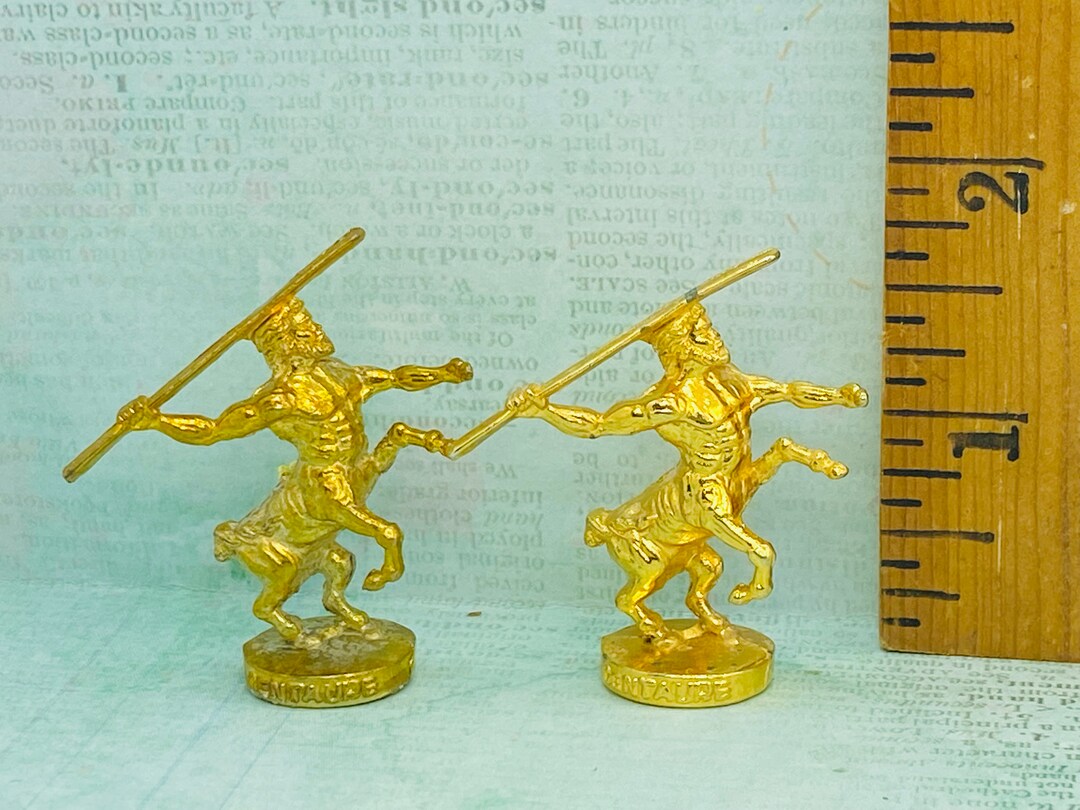 GOLD METAL Centaur With Staff Greek God Monster Art Statues French Feve ...