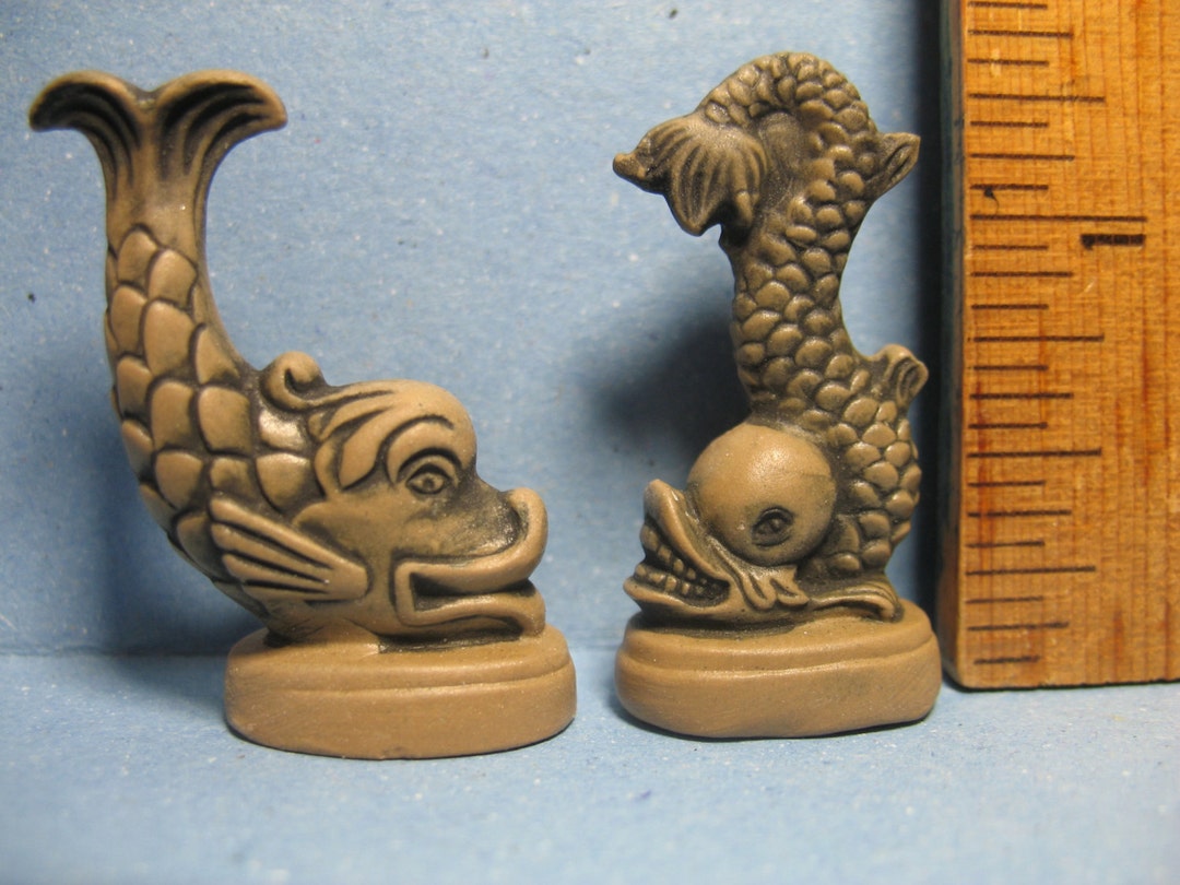 Carved DOLPHINS Antique Style Statues Serpent Dragon Fountain Gutter ...