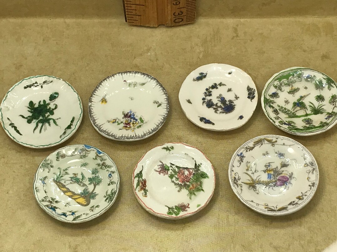 Vintage FLORAL Plates Traditional French Pottery Dishes Tiny Platter ...