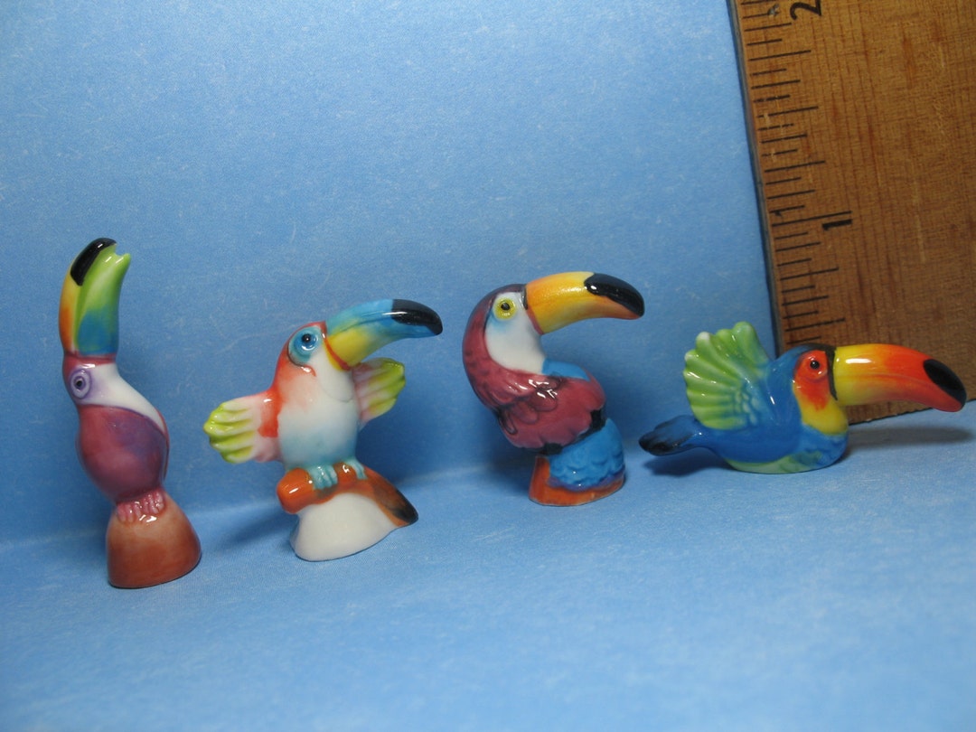 TOUCANS Tropical Bird Mini Hand Painted Porcelain Toucan Birds- French ...