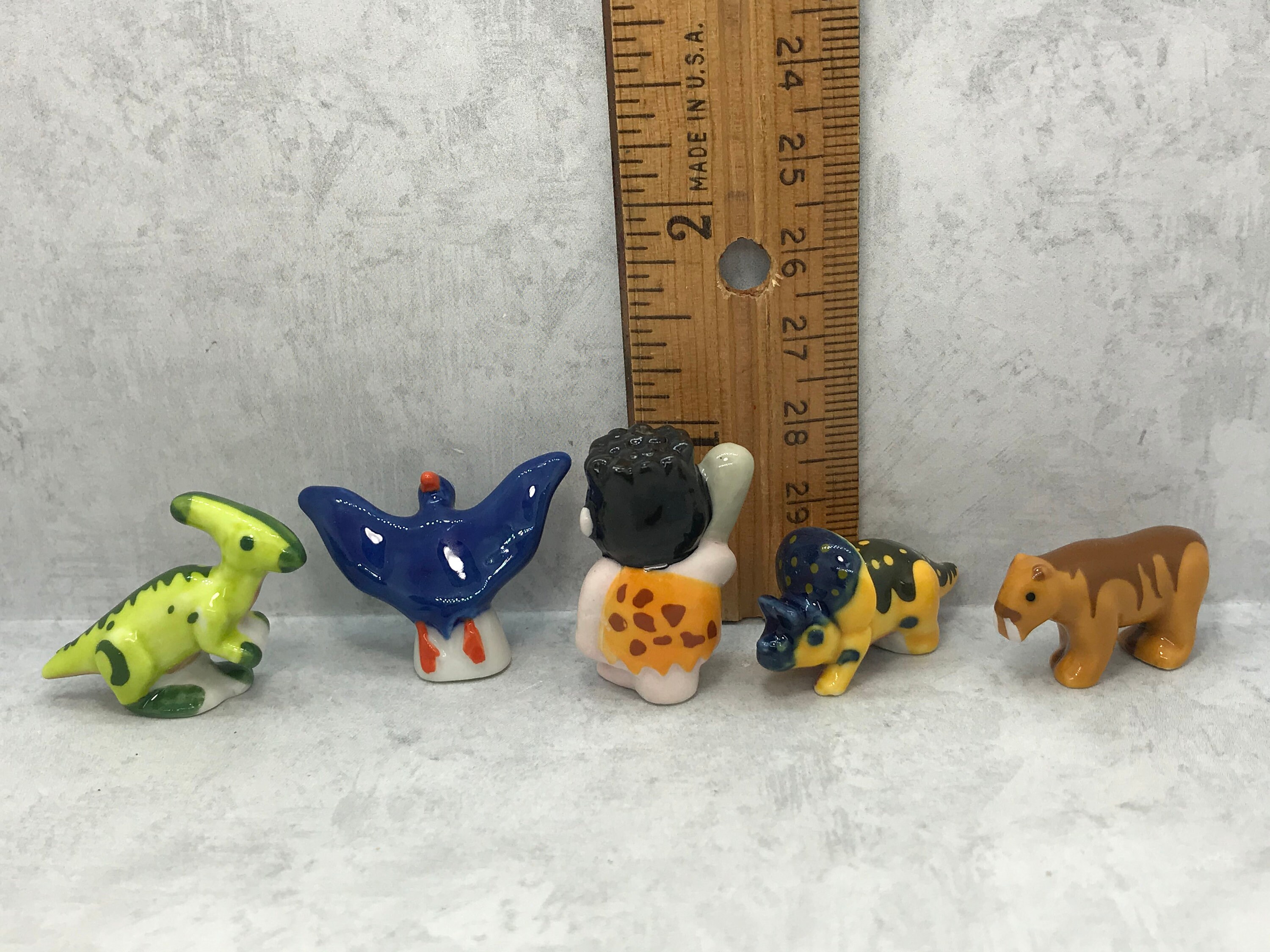 Tiny COLORFUL DINOSAURS Cartoon Friendly Sabertooth Caveman - Etsy