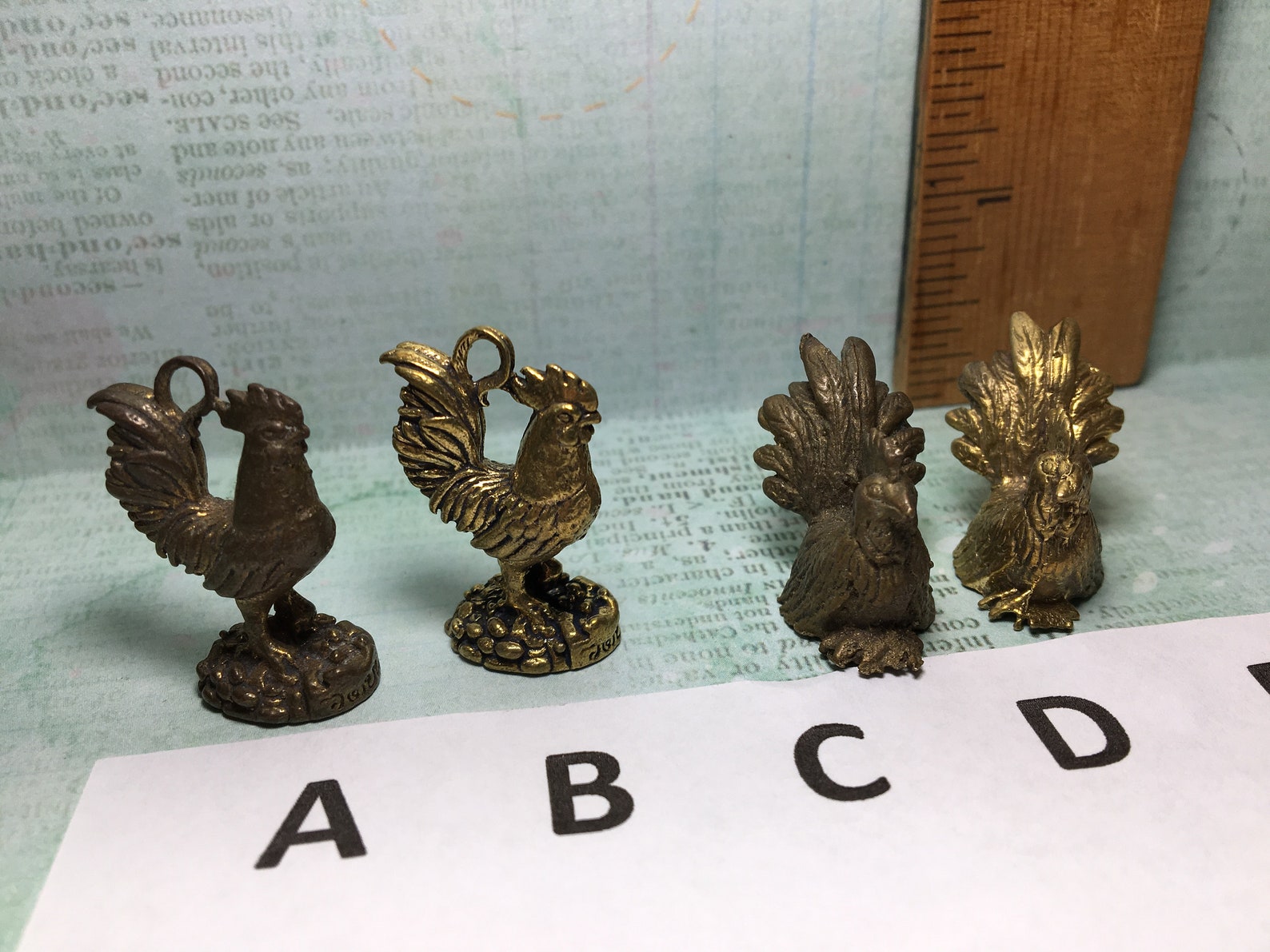 Tiny Brass Rooster Chicken Hen Mini Figurine Buddhism Zen - Etsy