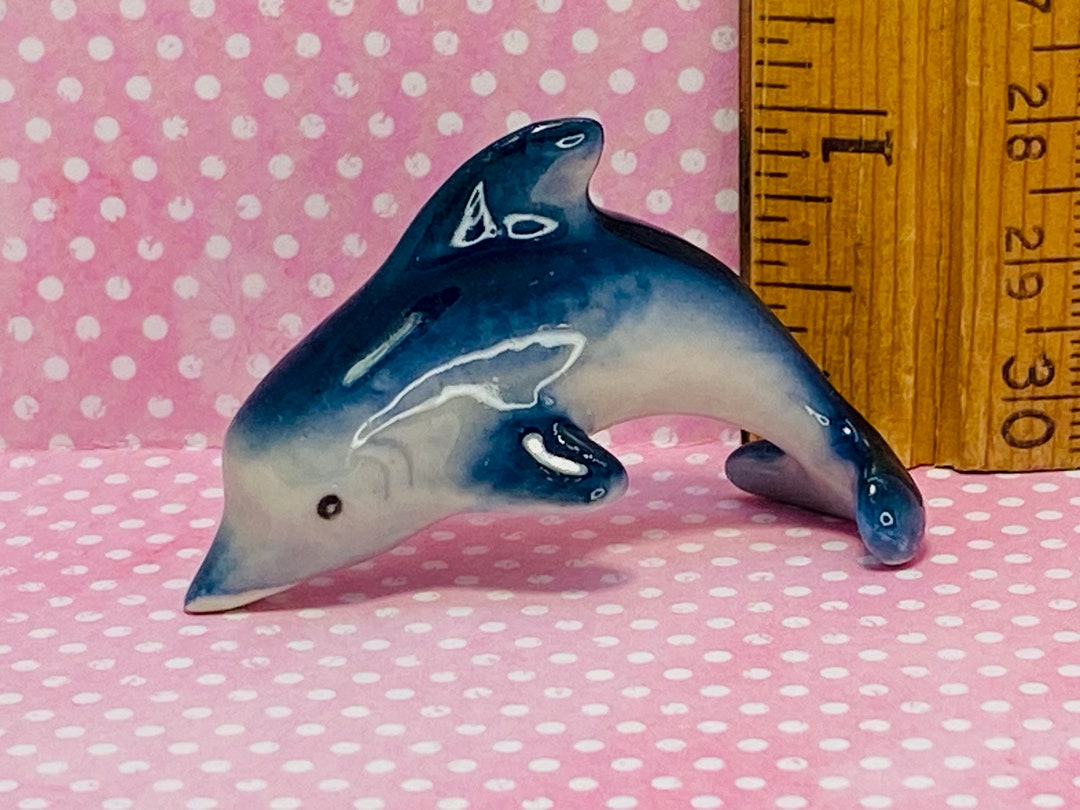 Vintage DOLPHIN Figurine Porpoise Porcelain Ceramic Hand Painted Ocean ...