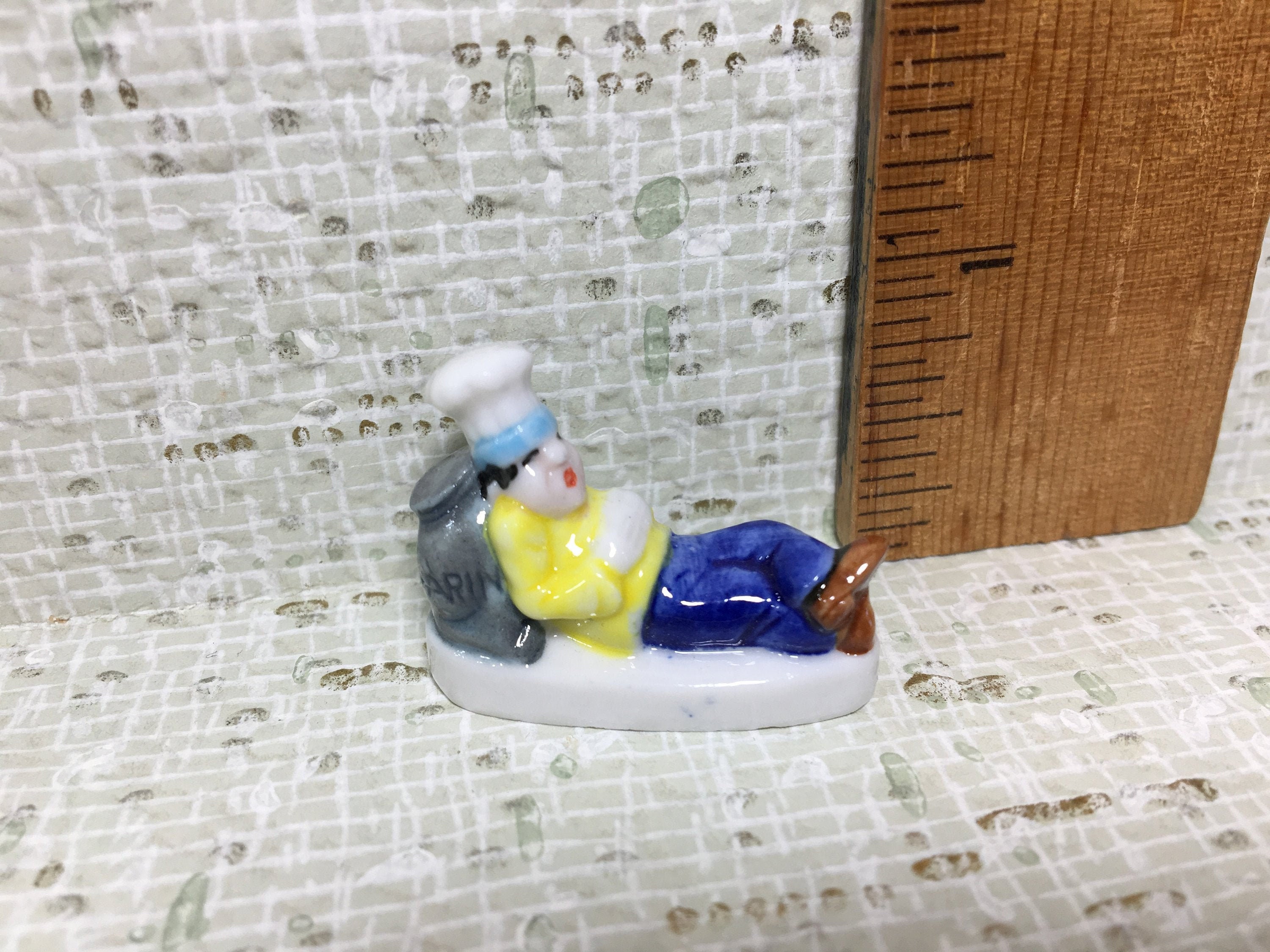 Tiny Sleeping BAKER Pastry Chef Cook Man Figures Santons Miniature ...