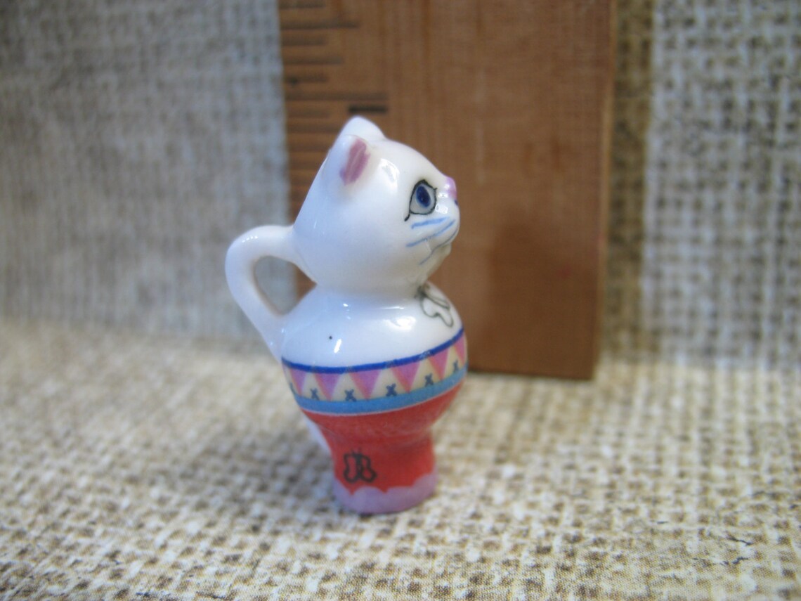 CAT PITCHER Fun Animal Jug Pottery Kitten Kitty Miniature | Etsy