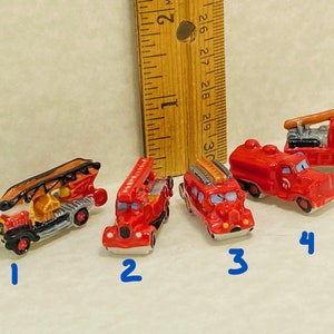 Tiny FIRE TRUCKS Pumper Ladder Engine Tanker Hose Cars Vintage Style ...